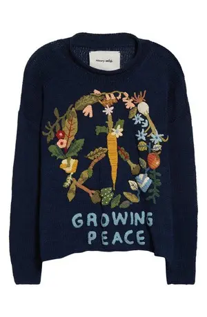 Story Mfg. Twinsun Growing Peace Organic Cotton Sweater In Indigo